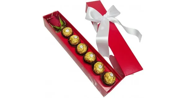 Mimo na Caixa com 1 Rosa + Chocolate Ferrero Rocher